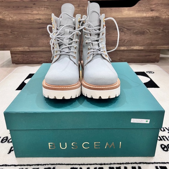 Buscemi | Shoes | Buscemi St Moritz Light Blue Nabuk Canvas Lace Up ...